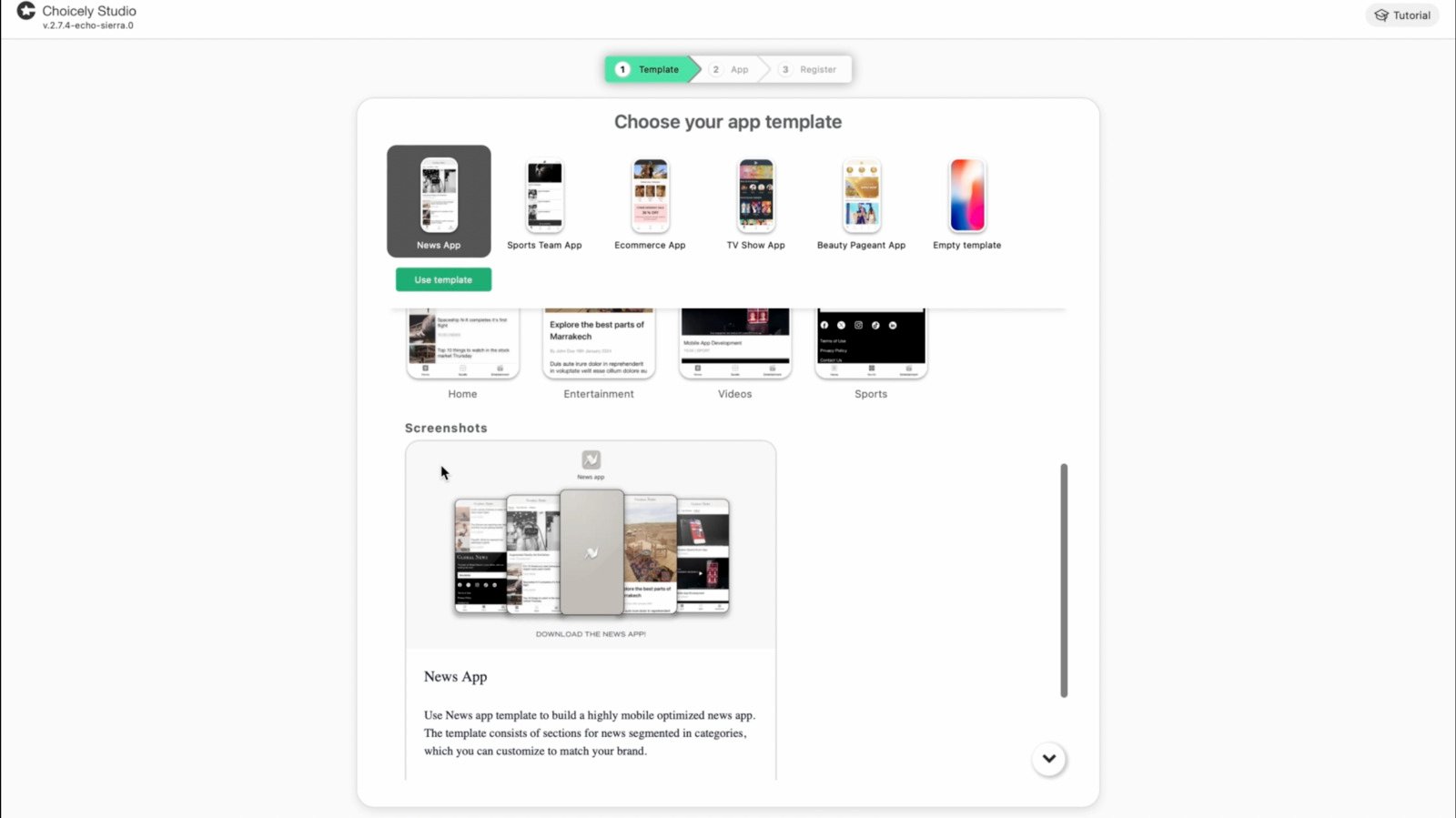 How to create apps with Choicely using an app template
