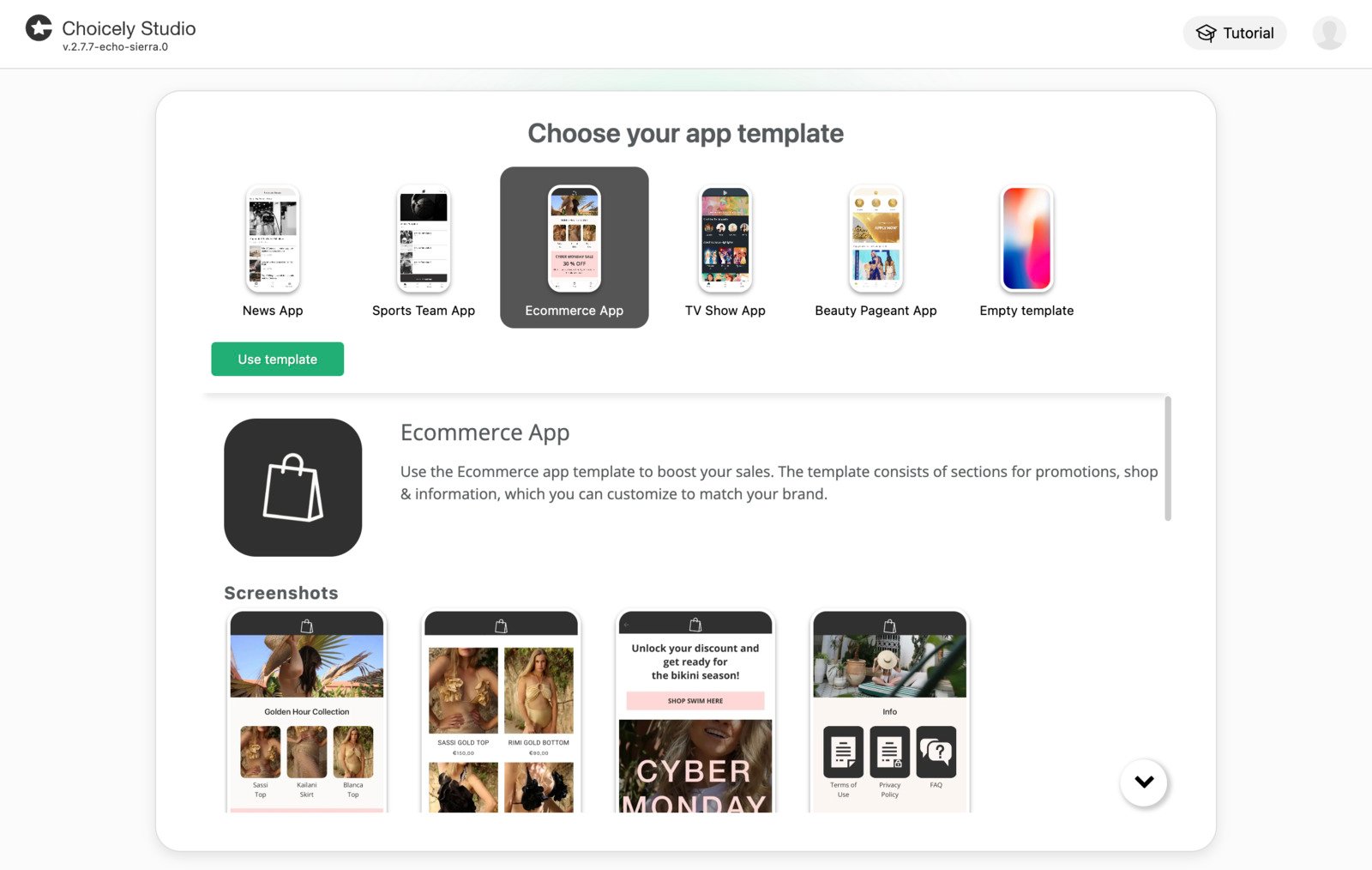 How to create apps with Choicely using an app template